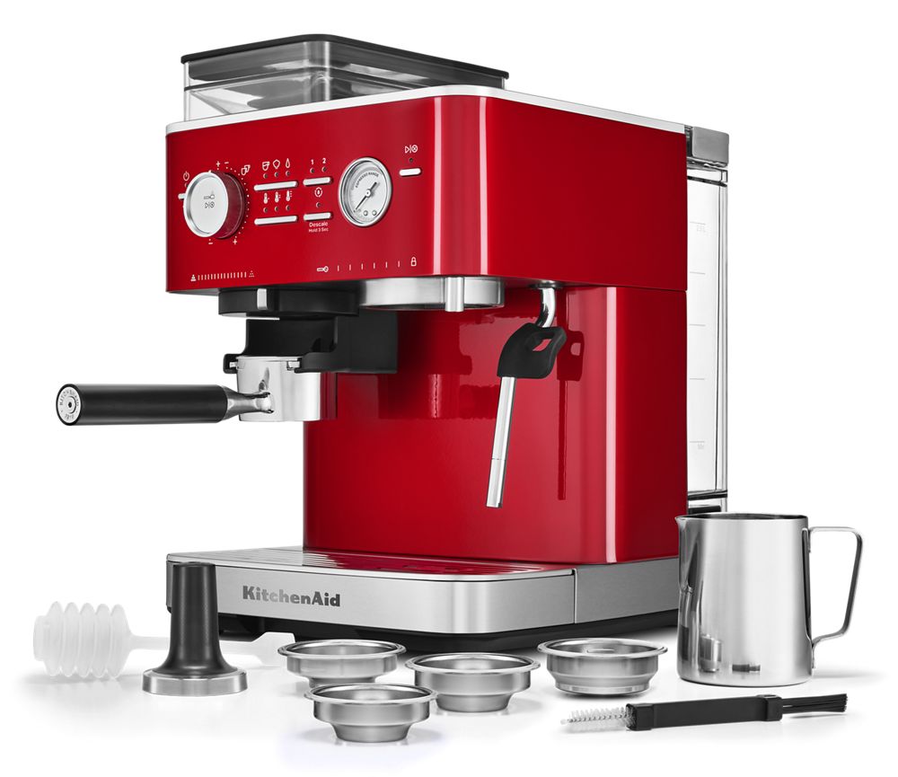 Semi Automatic Espresso Machine With Burr Grinder - Candy Apple Red ...